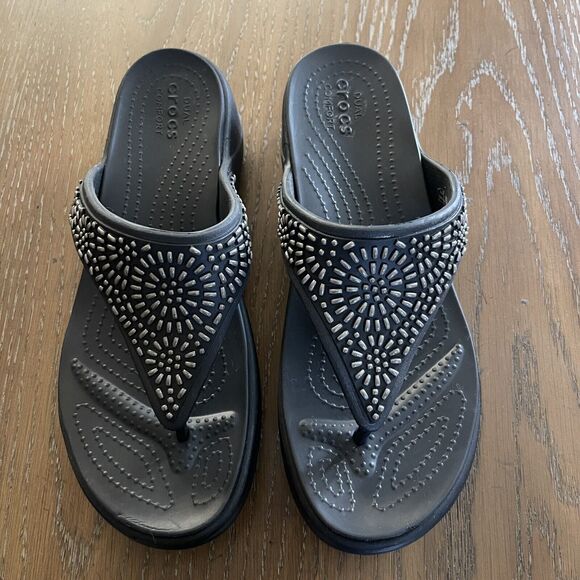 CROCS | Shoes | Crocs Monterey Diamante Sandals Womens Size Slip On ...